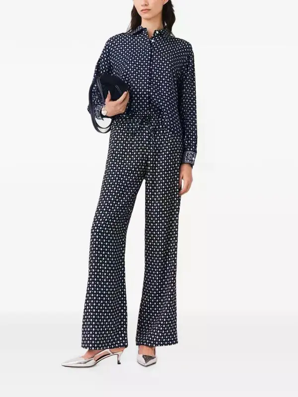 Maje Wide-leg Trousers With Rhinestone Graphic Print