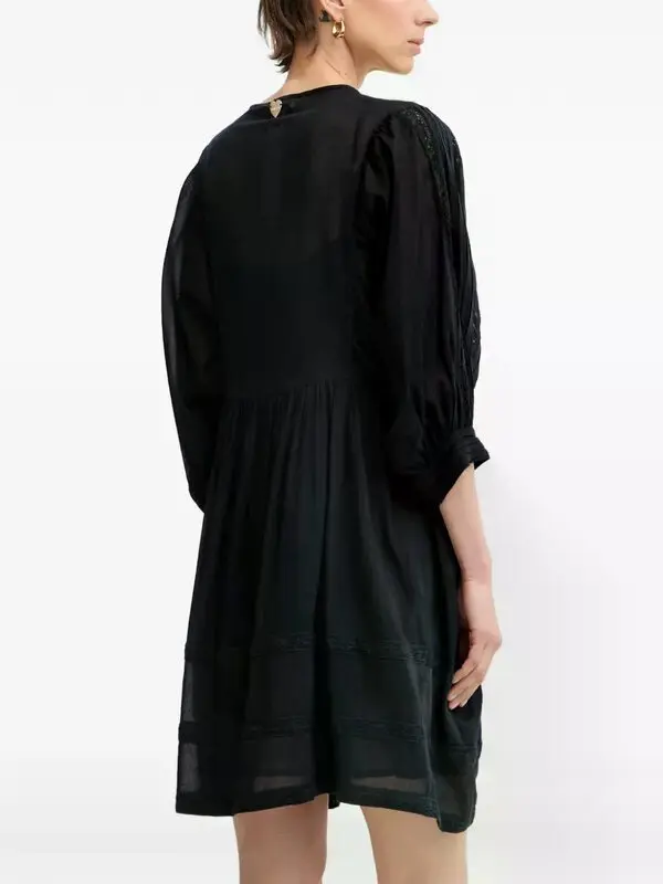 TWINSET Lace-trimmed Pintuck Cotton Mini Dress