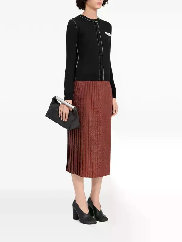 MAISON MARGIELA Button-front Wool Blend Knit Cardigan With Contrast Trim