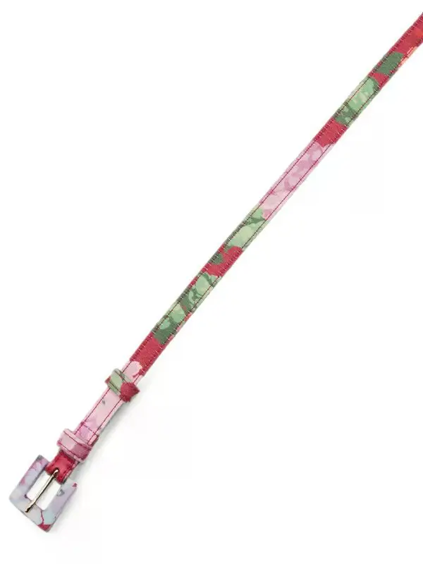 Carolina Herrera Skinny Belt With Hydrangea Print
