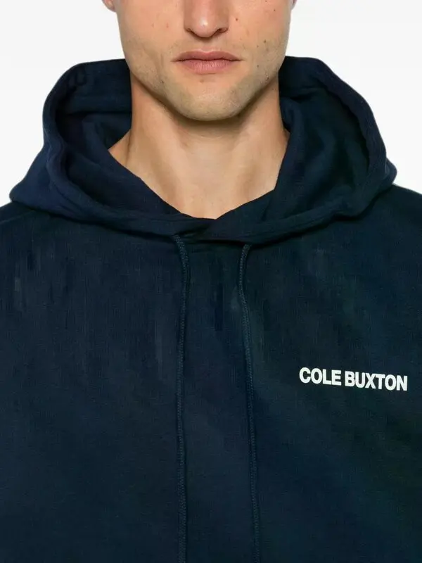 COLE BUXTON Logo-print Drawstring Hoodie - Blue