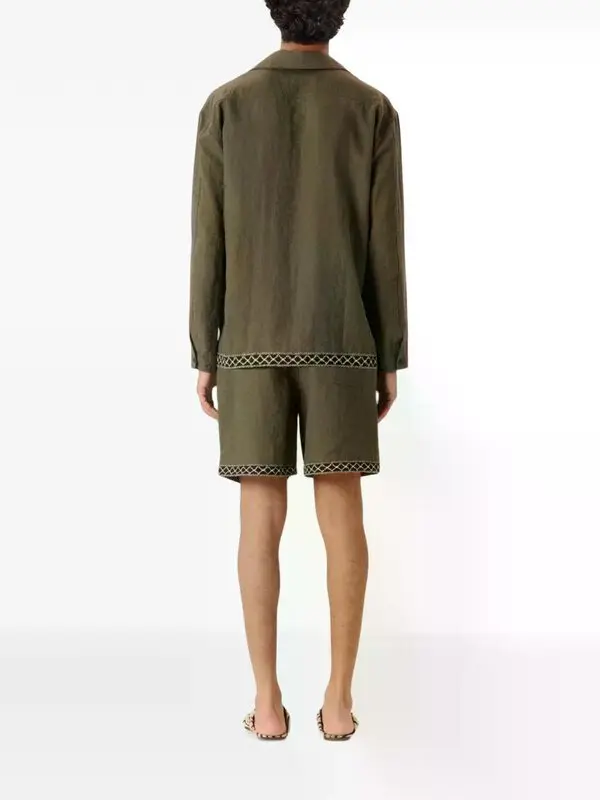 Commas Resort Embroidered Front-tie Shirt