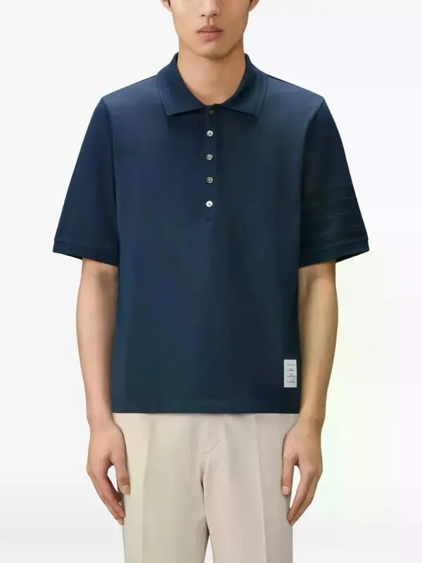 Thom Browne 4-bar Ottoman Polo Shirt - Blue