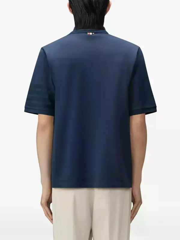 Thom Browne 4-bar Ottoman Polo Shirt - Blue