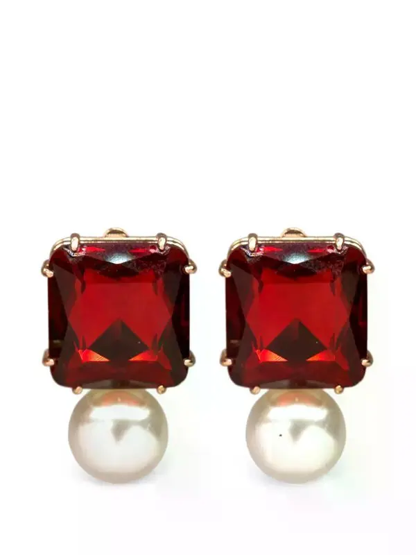 Carolina Herrera Pearl Drop Earrings - Red