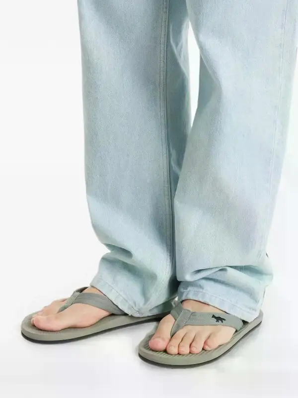 Maison Kitsuné X Indosole Easy Living Fox-patch Flip Flops - Green