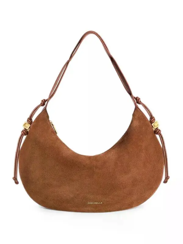 COCCINELLE Suede Shoulder Bag With Drawstring Detail - Brown