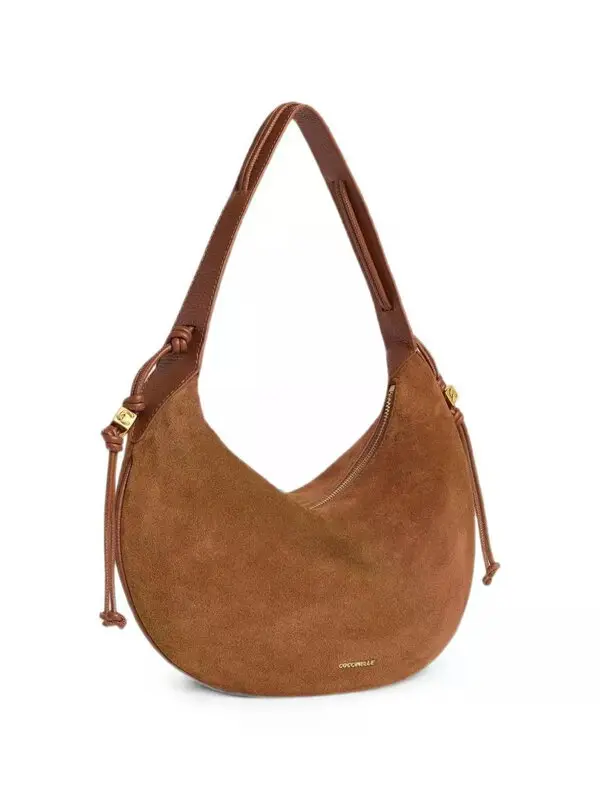 COCCINELLE Suede Shoulder Bag With Drawstring Detail - Brown