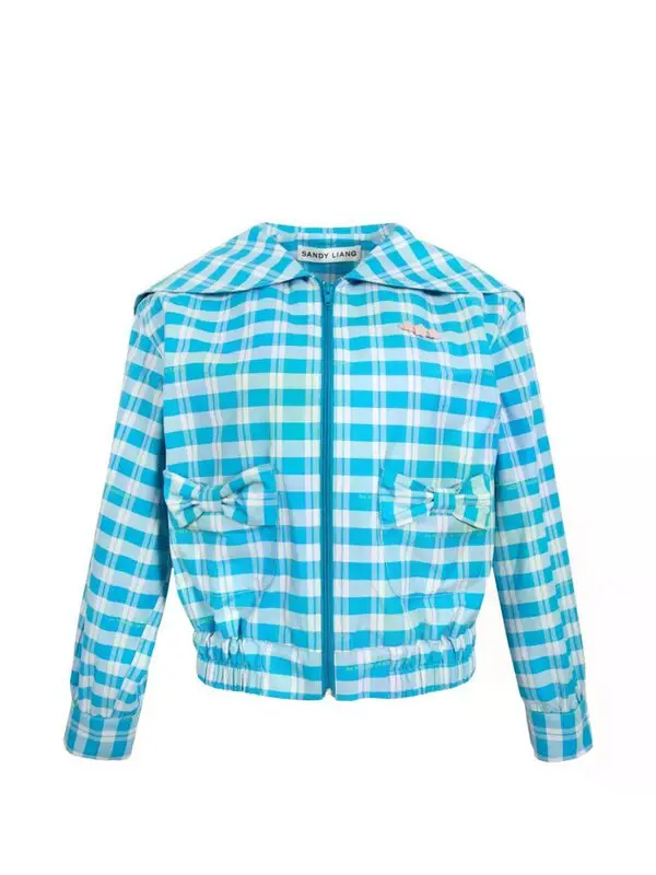 Sandy Liang Gingham Check Denim Jacket