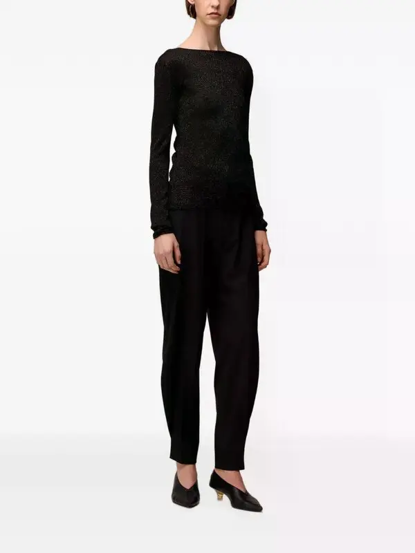 RETORI Retro V-neck Metallic Knit Blouse