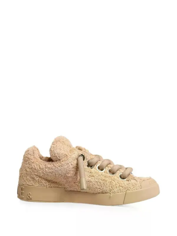 Dolce & Gabbana Faux Shearling Low Top Sneakers