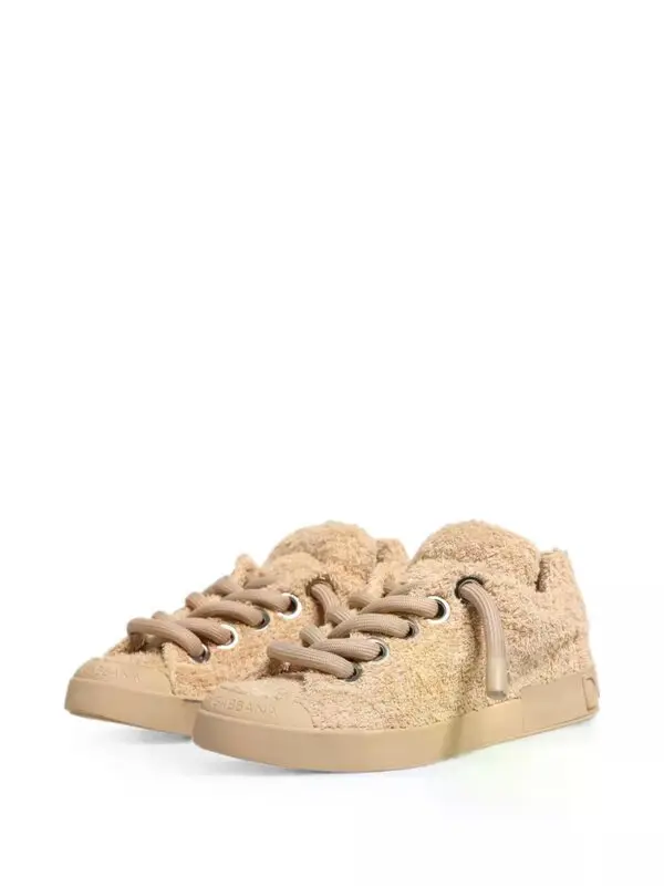 Dolce & Gabbana Faux Shearling Low Top Sneakers