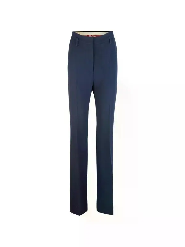 Max Mara Tailored Straight Leg Trousers With Button Detail - Blue