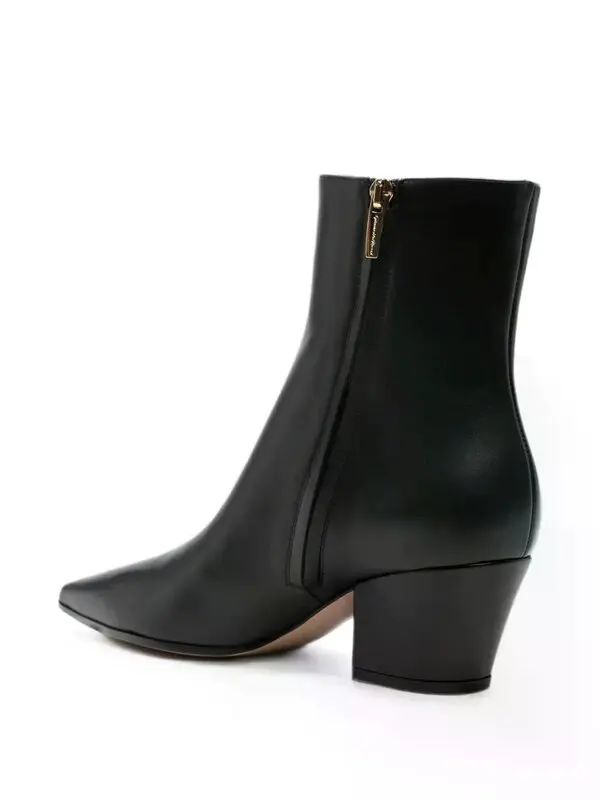 GIANVITO ROSSI Pointed Toe Block Heel Ankle Boots - Black