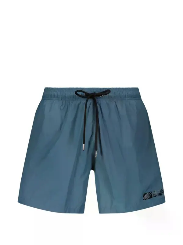 PLEIN SPORT Swim Shorts With Vertical Stripes And Drawstring Waist