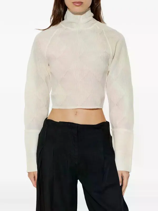 IRO PARIS Argyle Knit Roll Neck Cropped Sweater