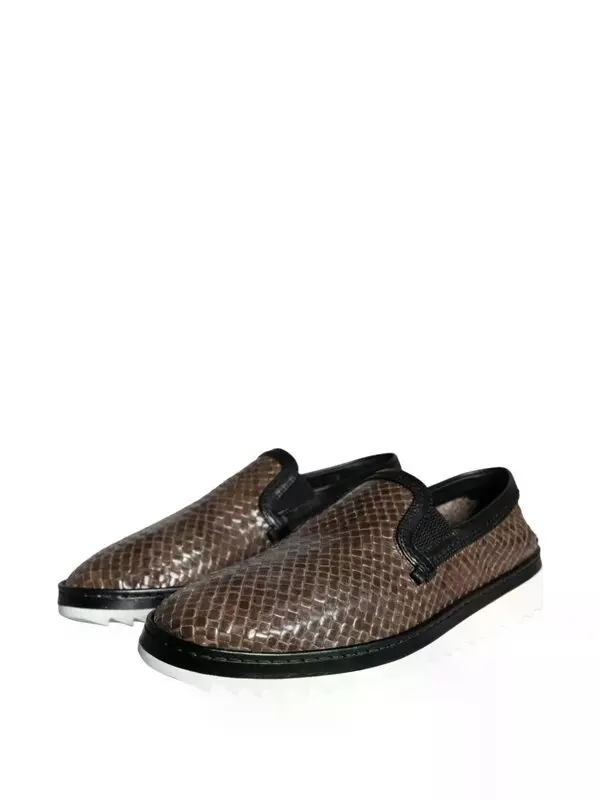 Dolce & Gabbana Woven Leather Slip-on Sneakers