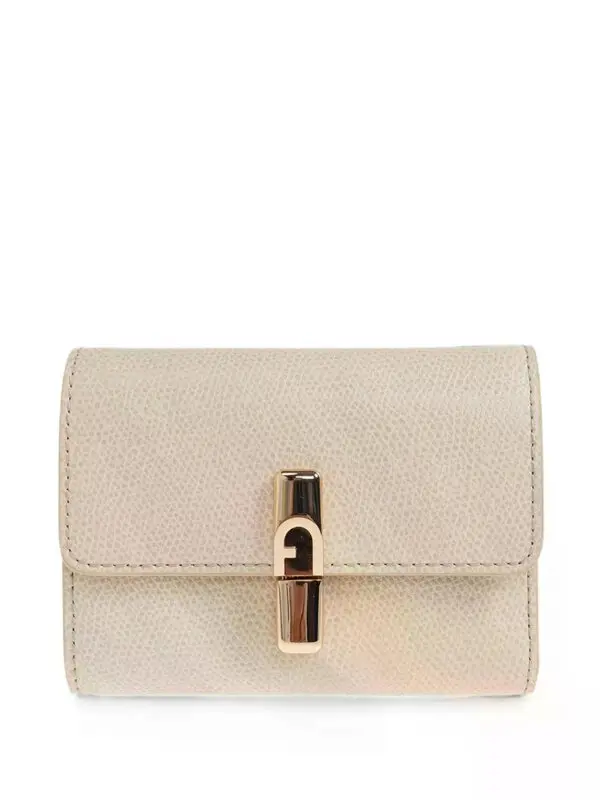 Furla Logo-plaque Pebbled-leather Wallet - Neutrals