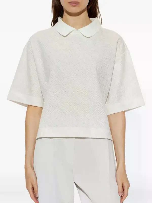 Emporio Armani Chevron-knit Peter Pan Collar Top