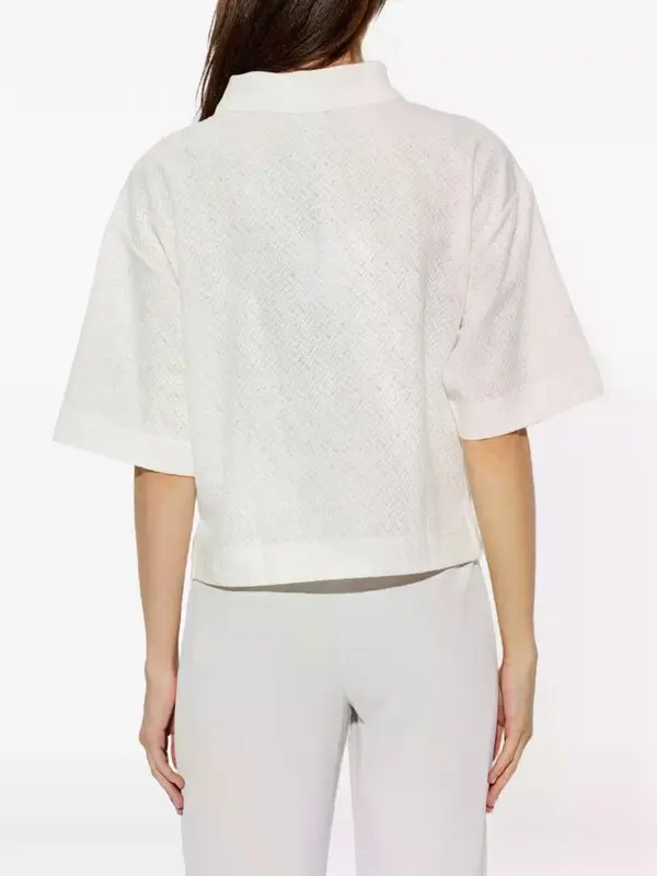Emporio Armani Chevron-knit Peter Pan Collar Top