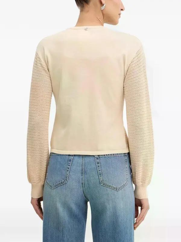 TWINSET Open-knit Floral Appliqué Cardigan