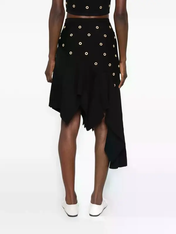 Sandro Eyelet-embellished Knitted Asymmetrical Skirt