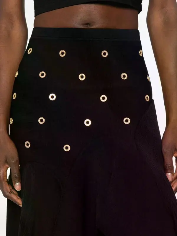 Sandro Eyelet-embellished Knitted Asymmetrical Skirt