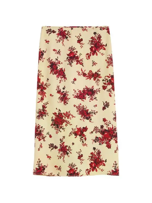 JIL SANDER Floral-print A-line Midi Skirt