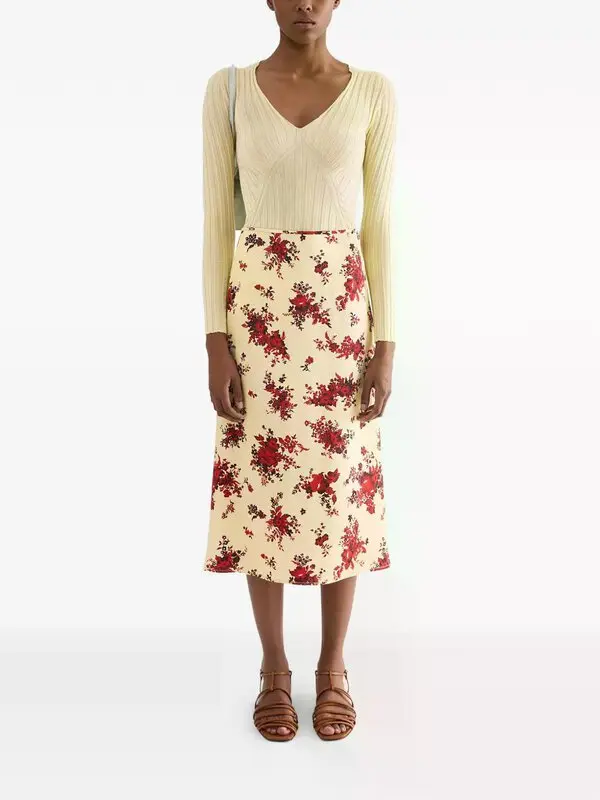 JIL SANDER Floral-print A-line Midi Skirt