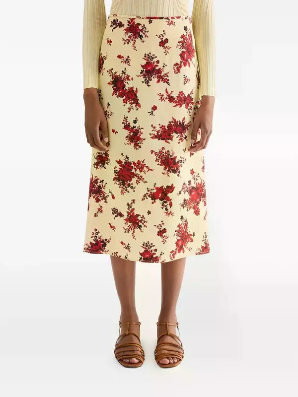 JIL SANDER Floral-print A-line Midi Skirt