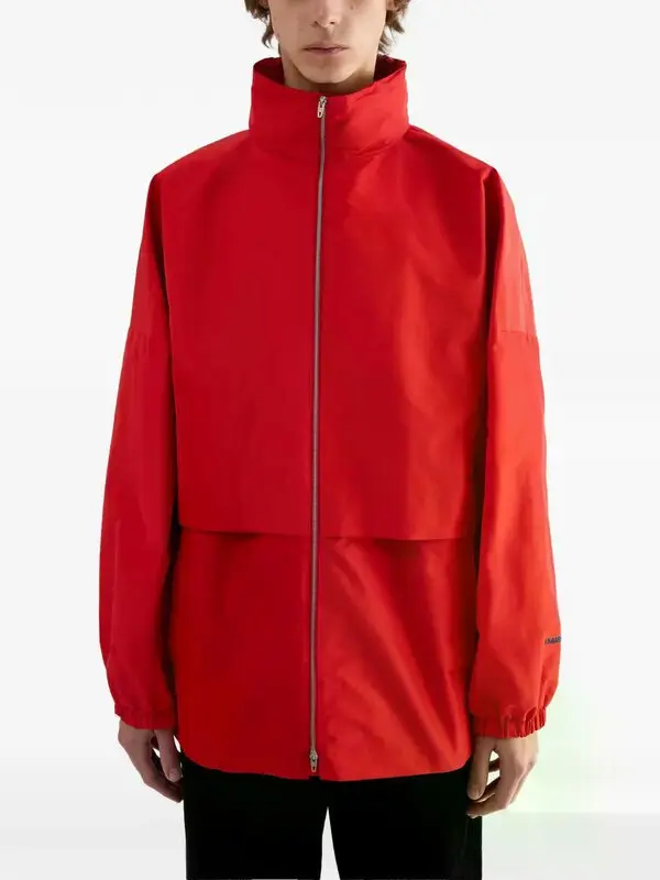 JIL SANDER Faille Texture Jacket With Stand Collar And Pack-away Hood