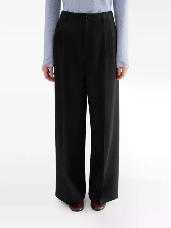 JIL SANDER Pleated Wool Gabardine Wide Leg Trousers