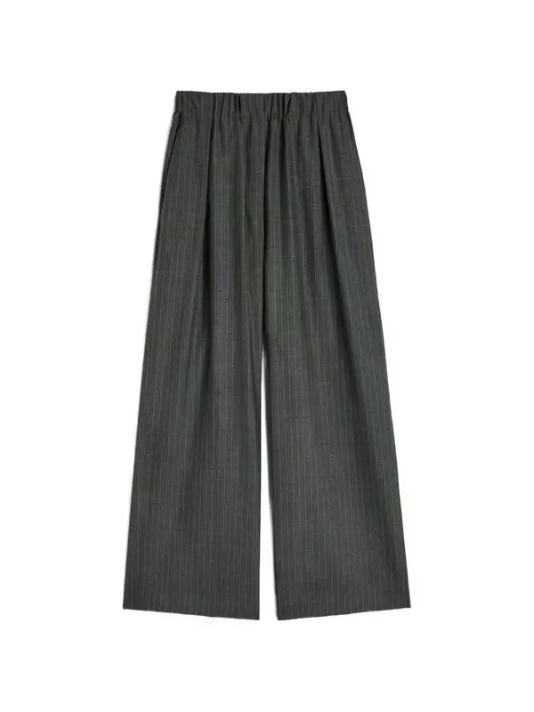 JIL SANDER Pinstriped Wool Wide Leg Trousers