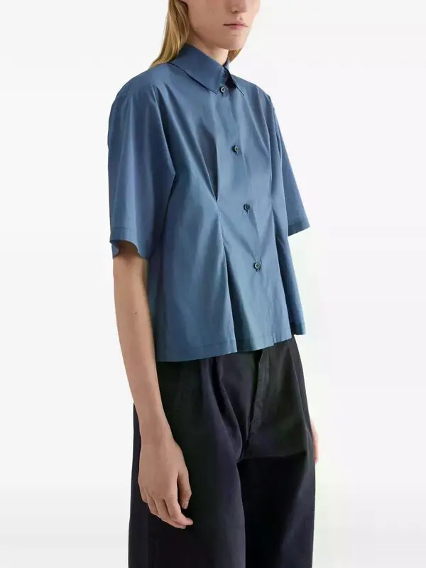 JIL SANDER Pleated-waist Muslin Shirt