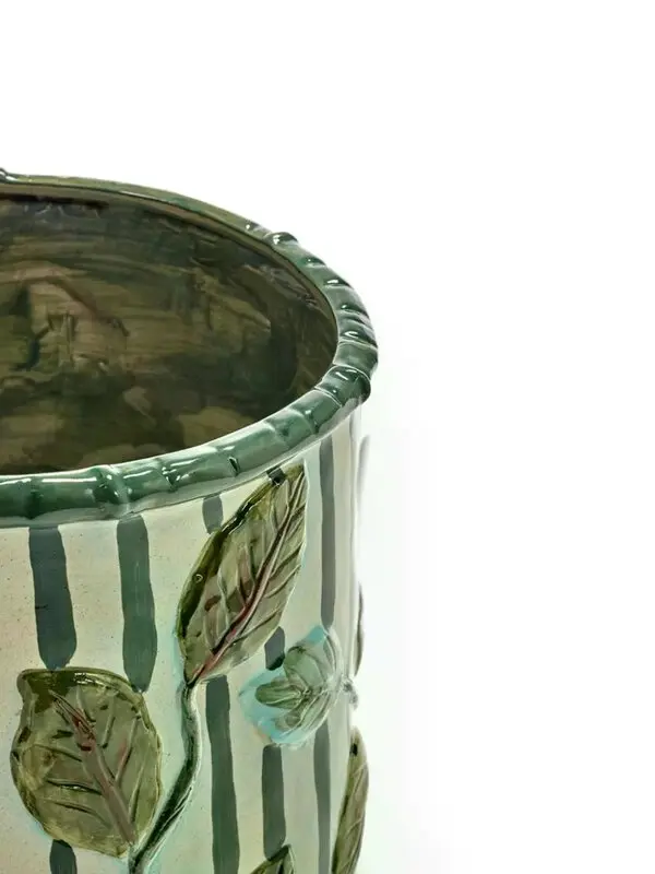 SERAX 11 Leaf-appliqué Striped Flower Pot