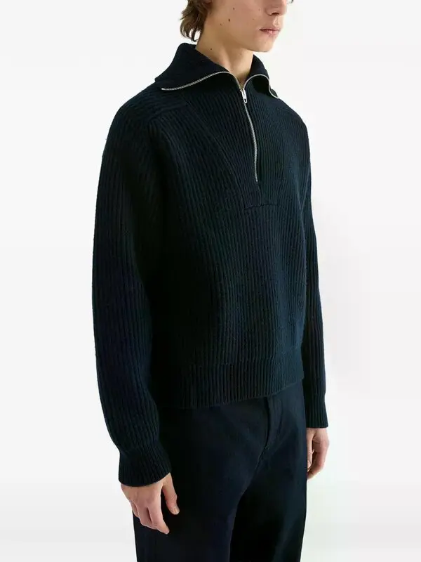 JIL SANDER Ribbed Knit Quarter-zip Sweater