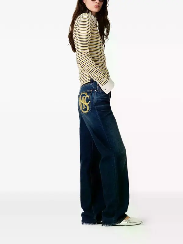 Stella McCartney Logo-embroidered Wide-leg Jeans