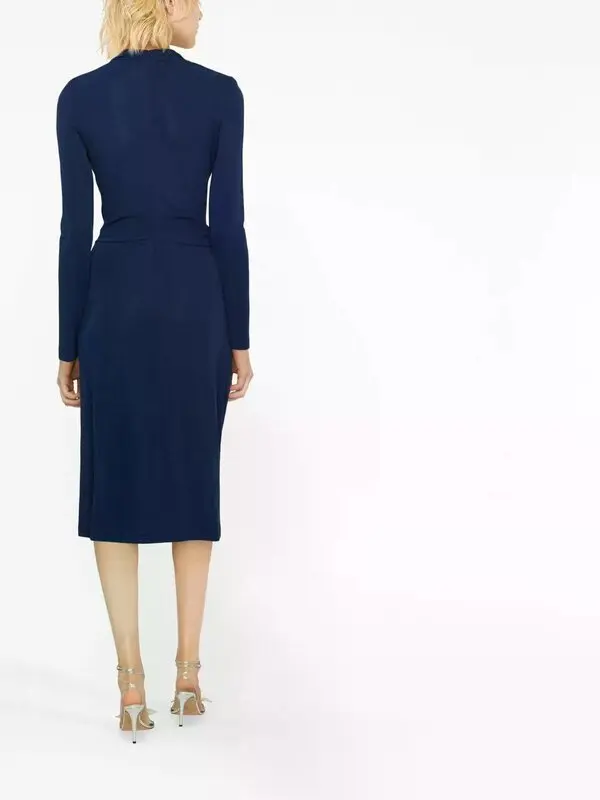 Alberta Ferretti Twisted-front Long-sleeved Midi Dress