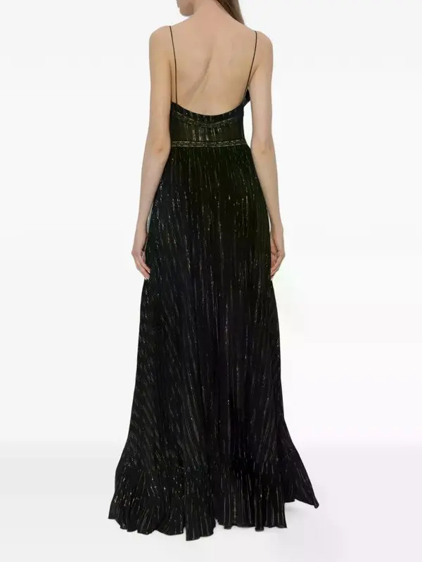 SELF-PORTRAIT Pleated Lace-trim Maxi Dress