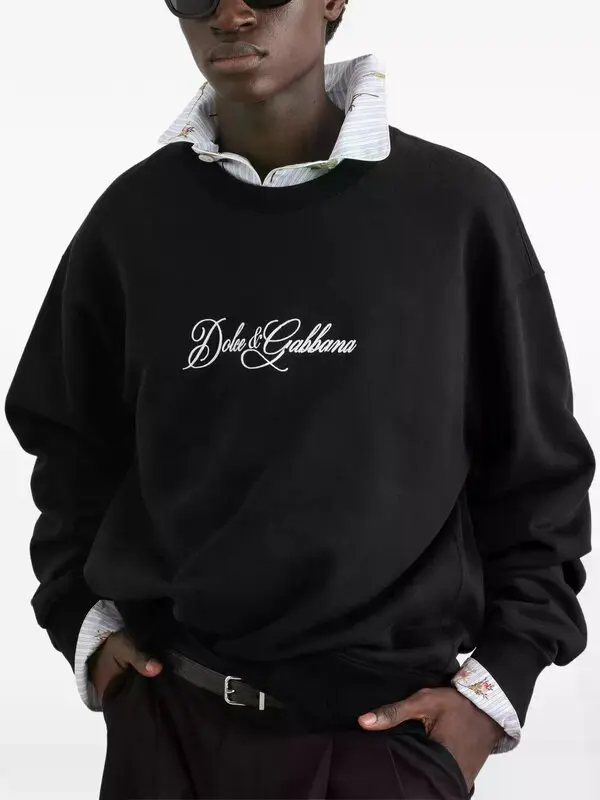 Dolce & Gabbana Cotton Crewneck Sweatshirt With Embroidered Logo