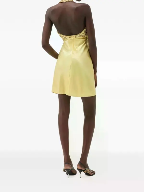 Versace Embroidered Silk Cady Satin Mini Dress