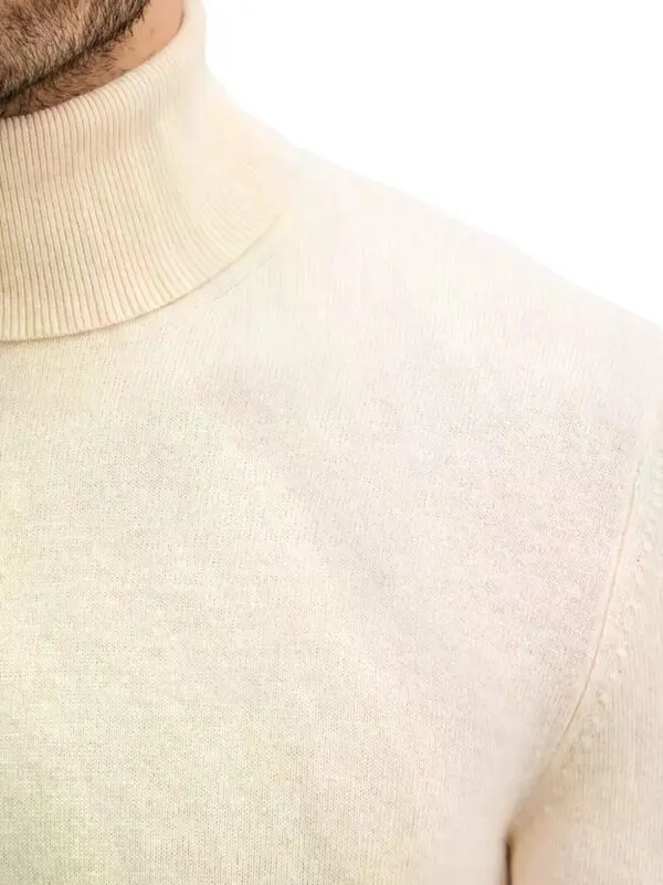 Sisley Cream Ribbed Knit Roll-neck Sweater