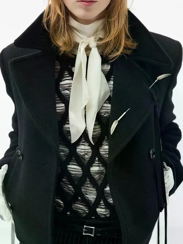 ANN DEMEULEMEESTER Open-knit Diamond Pattern Sweater