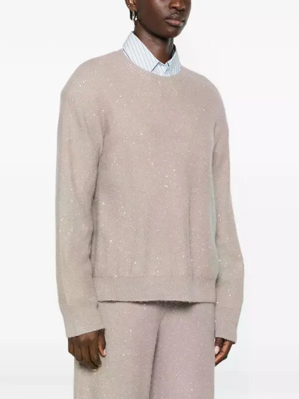Fabiana Filippi Sequin Embellished Crew Neck Sweater - Neutrals