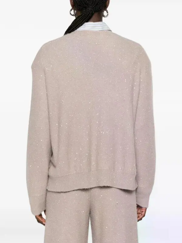 Fabiana Filippi Sequin Embellished Crew Neck Sweater - Neutrals