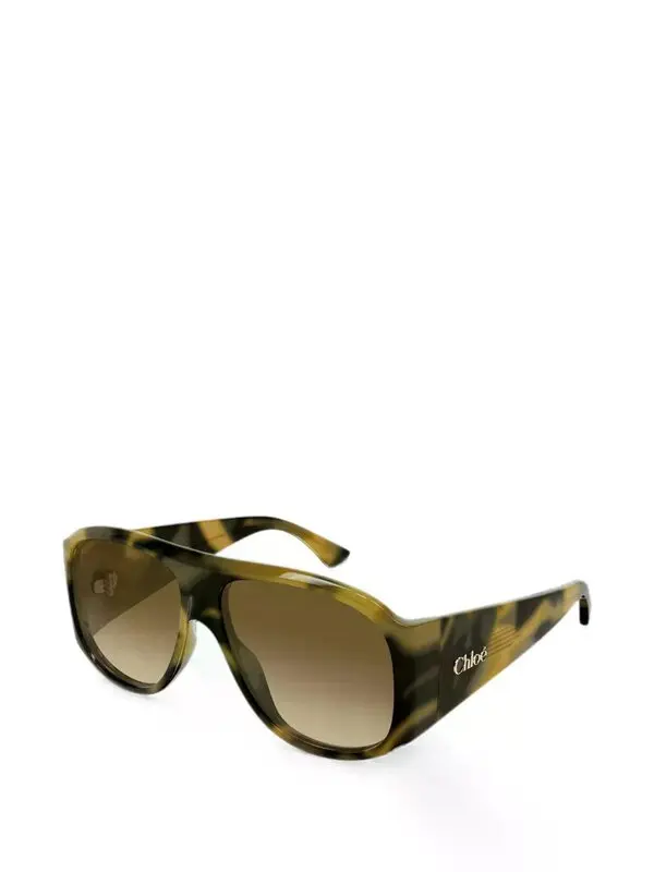 Chloé Pilot Frame Sunglasses With Tortoiseshell Effect - Brown