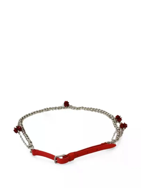 Dolce & Gabbana Floral Embellished Chain-link Belt - Silver