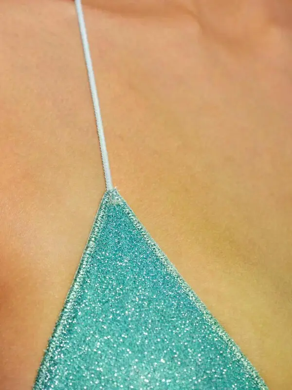 Oseree Lumière Lurex Triangle Bikini - Blue