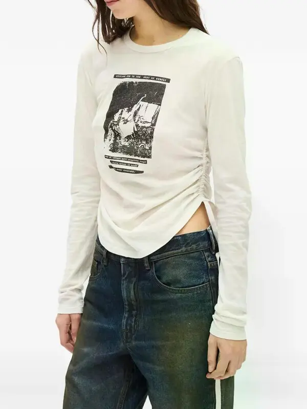 ANN DEMEULEMEESTER Graphic Print Ruched Top
