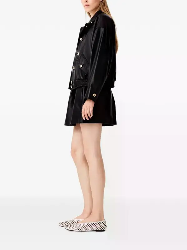 Maje Leather Flared Skirt